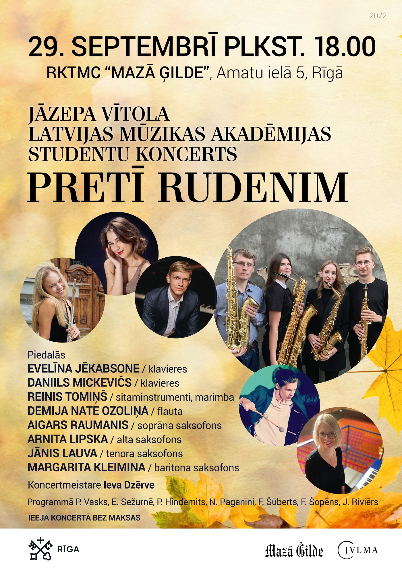 AKADĒMISKĀS KAMERMŪZIKAS CIKLS. Koncerts “Pretī rudenim” – Kultūras un ...