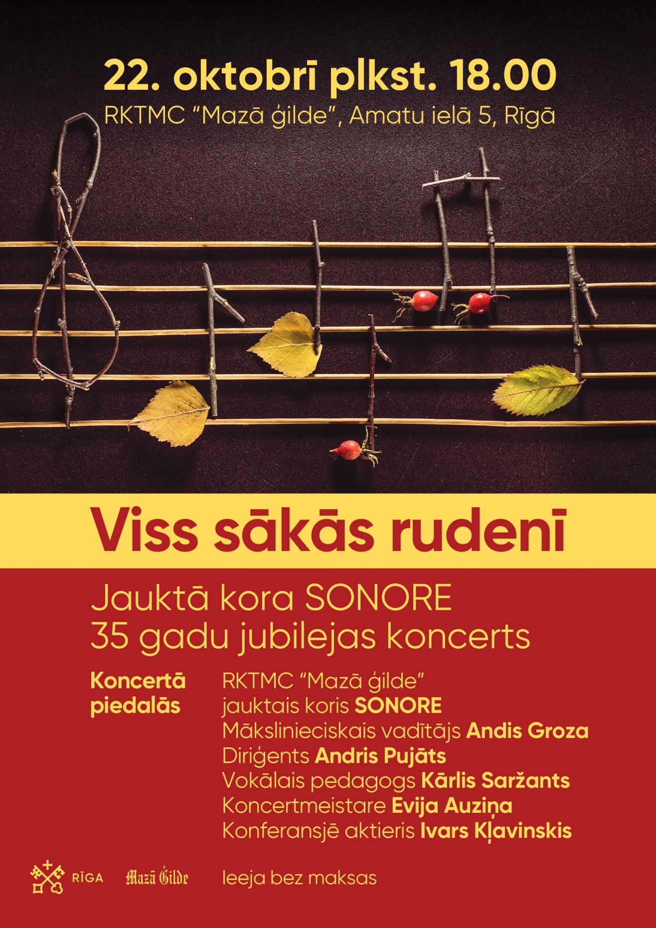 Jauktā kora “Sonore” 35 gadu jubilejas koncerts “VISS SĀKĀS RUDENĪ ...